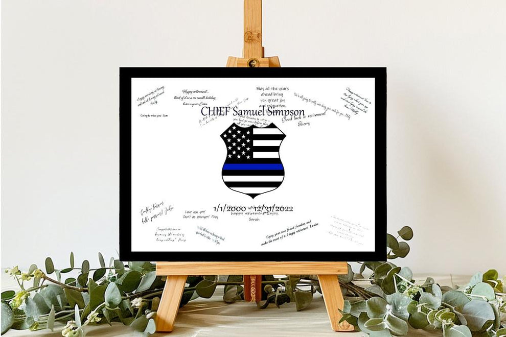 Police Badge With Thin Blue Line Flag Personalized Guest Book Alternat ...