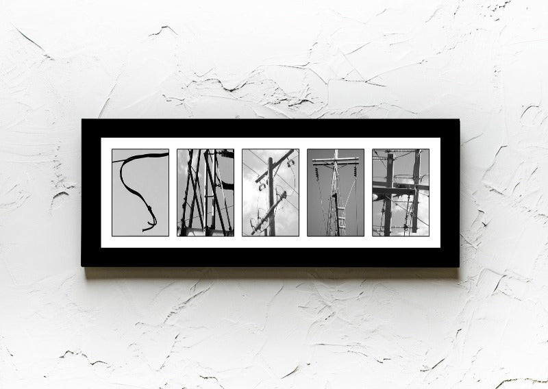 Personalized Lineman Black and White Last Name Letter Photography Fram ...